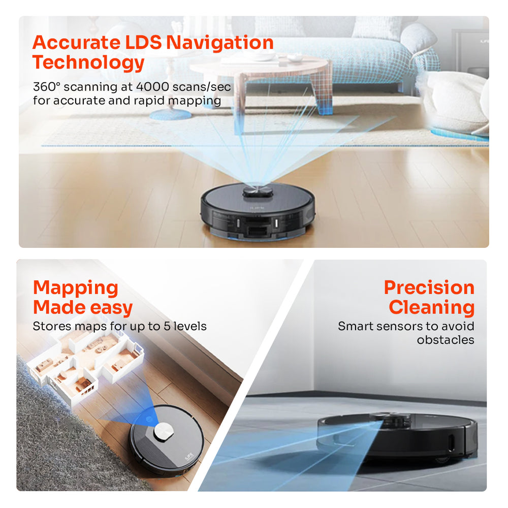 ILIFE T20s Pro - Advanced LDS Self-Emptying Robotic Vacuum and Mop with 6500Pa Strong Suction