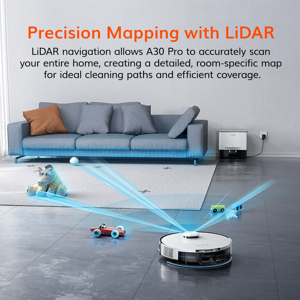 ILIFE A30 Pro - Advanced LiDAR Self-Emptying Robotic Vacuum and Mop with 5000Pa Strong Suction