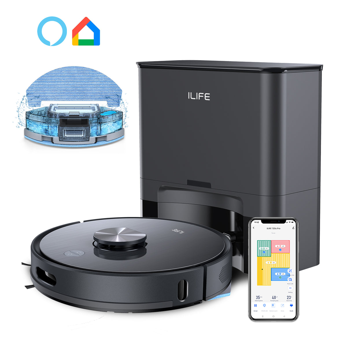 ILIFE T20s Pro - Advanced LDS Self-Emptying Robotic Vacuum and Mop with ...