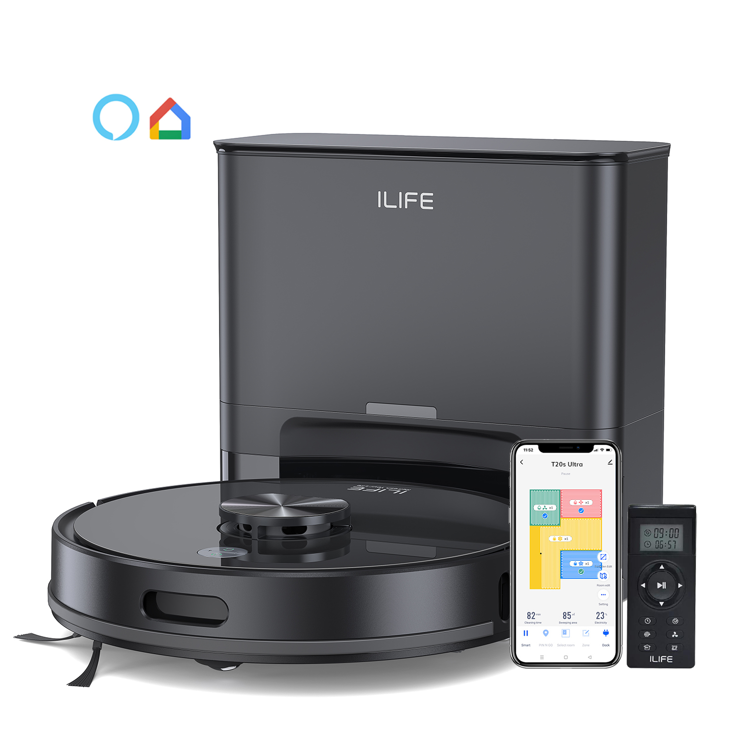 ILIFE T20s Ultra LiDAR Robot Vacuum & Mop – 10,000Pa Suction, Self-Emptying
