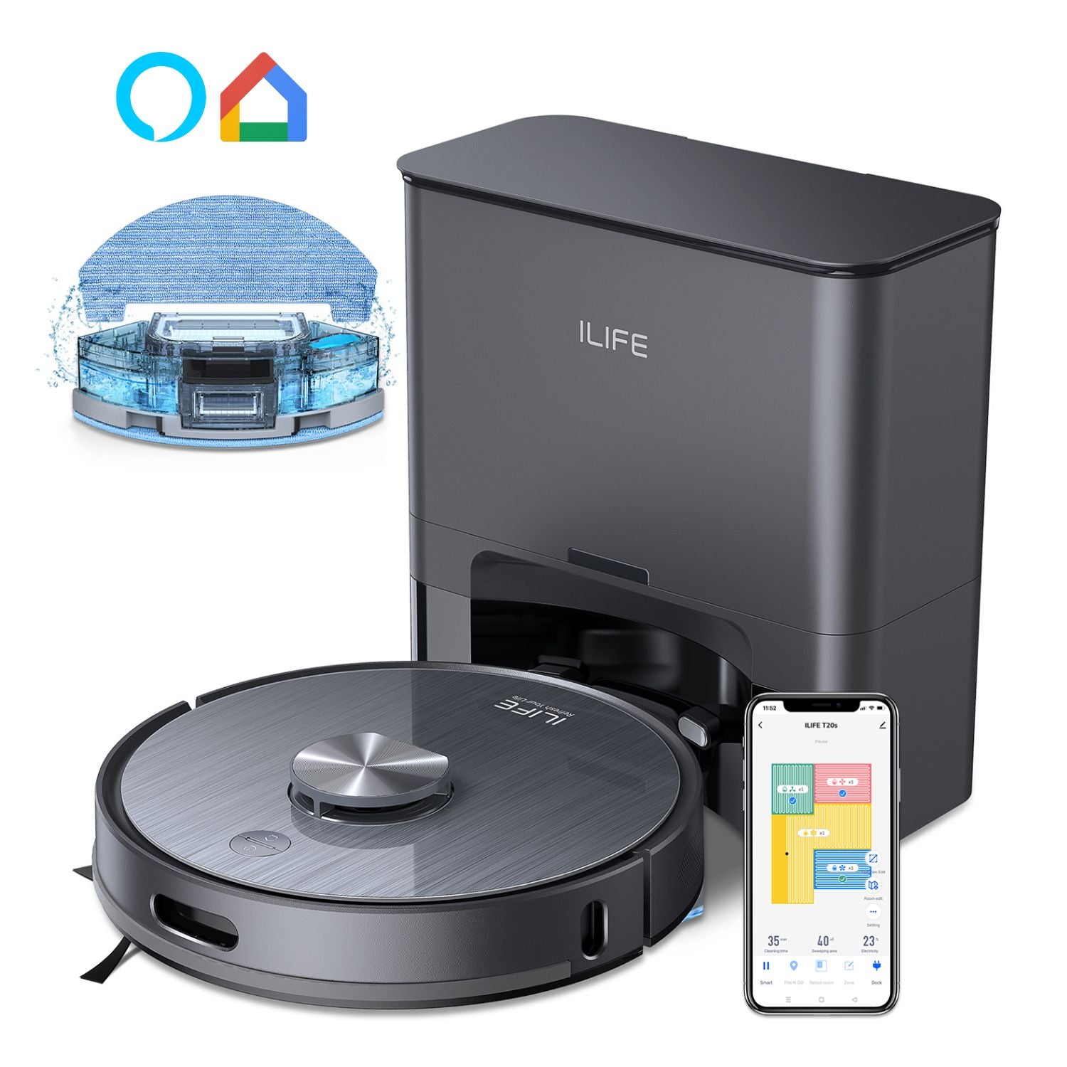 ILIFE T20s | Advanced Self-Emptying Robot Vacuum & Mop