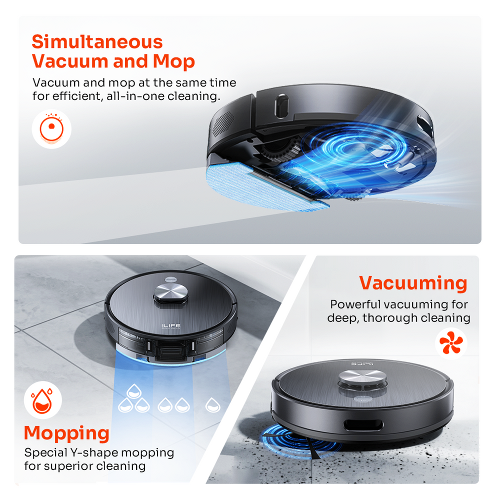 ILIFE T20s Pro - Advanced LDS Self-Emptying Robotic Vacuum and Mop with 6500Pa Strong Suction